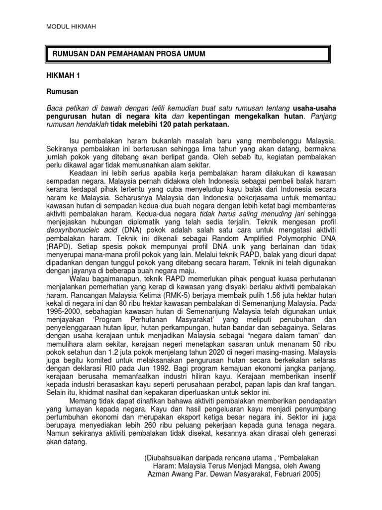 Modul BM SPM 2 Hikmah | PDF