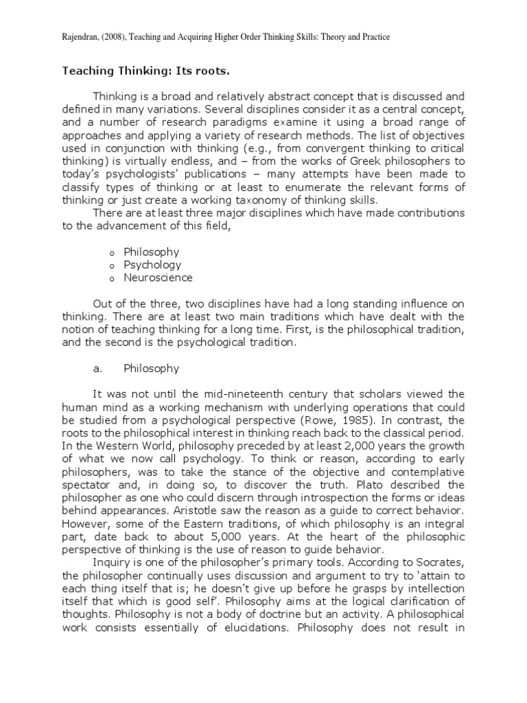 Teaching Higher Order Thinking Skills | PDF | Thought | Constructivism ...