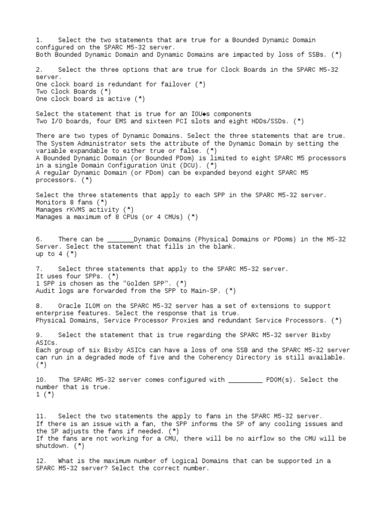 Assessment Oracle Sparc M5 32 Server Overview Wbt Pdf Computer Engineering Computer