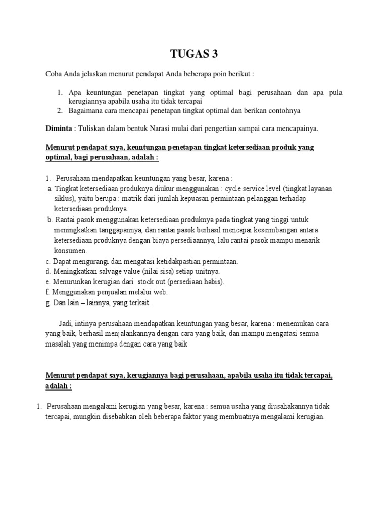 Tugas 3 Manajemen Rantai Pasokan | PDF