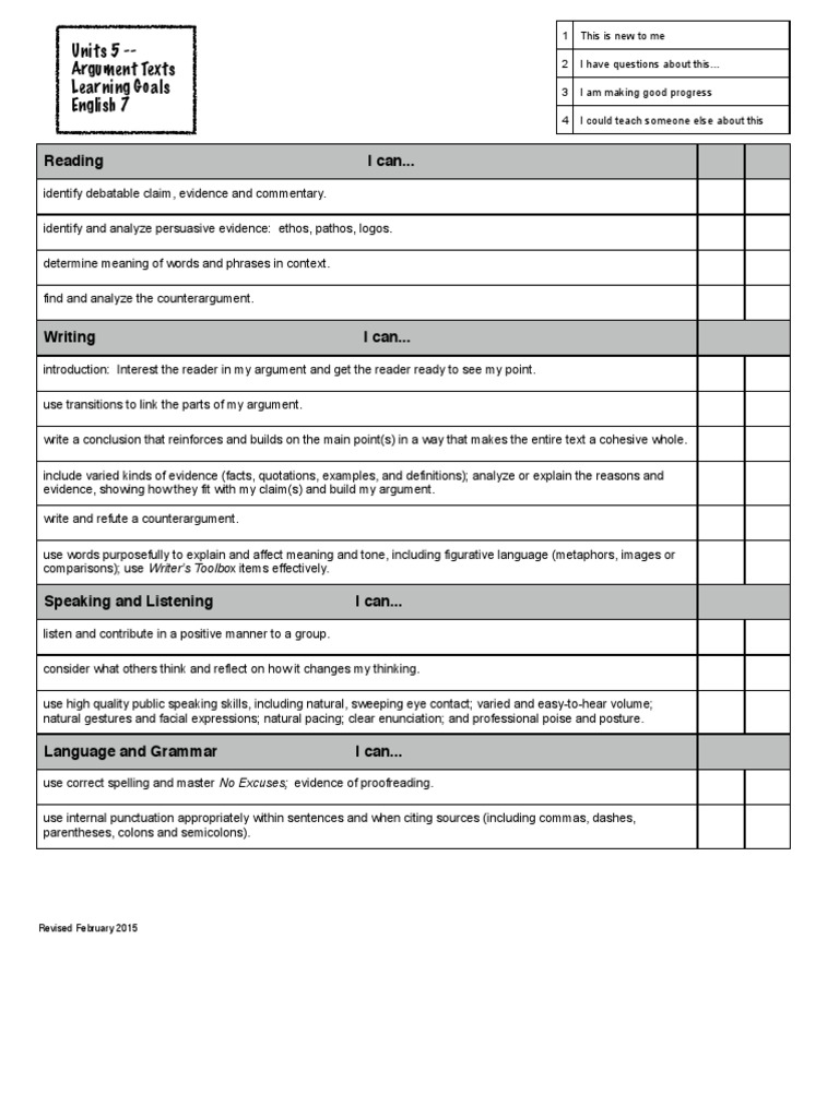 Argument Learning Targets | PDF