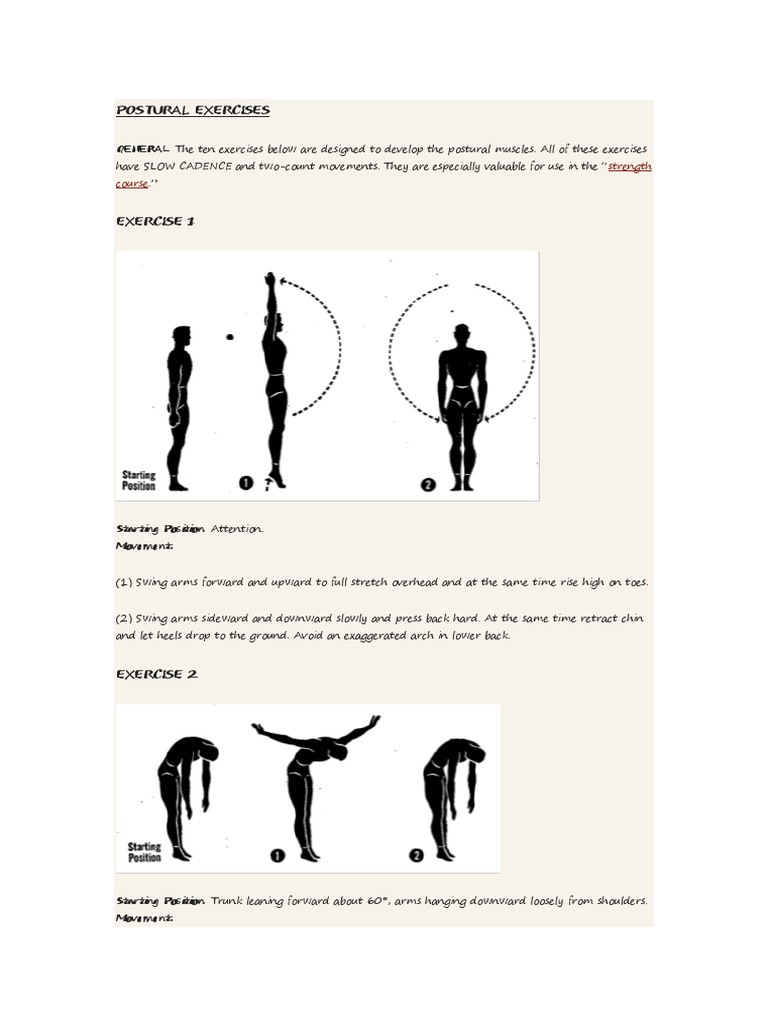 Postural Exercises: GENERAL. The Ten Exercises Below Are Designed To ...