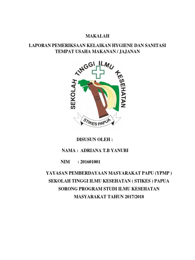 Contoh Laporan Pemeriksaan Hygiene Sanitasi Rumah Makan | PDF