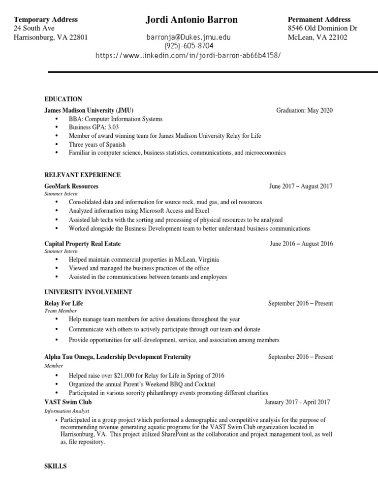 Jordi Barron Word Resume | Download Free PDF | Computing | Computing And Information Technology