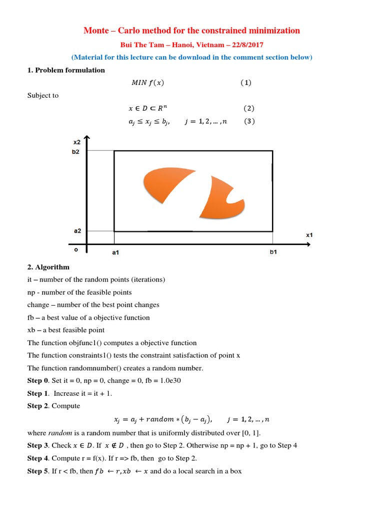 Monte Carlo Method For The Constrained Minimization Pdf Mathematical Optimization