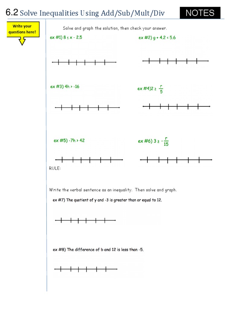 Solve&Inequalities&Using&Add/Sub/Mult/Div: Notes | PDF | Discrete ...