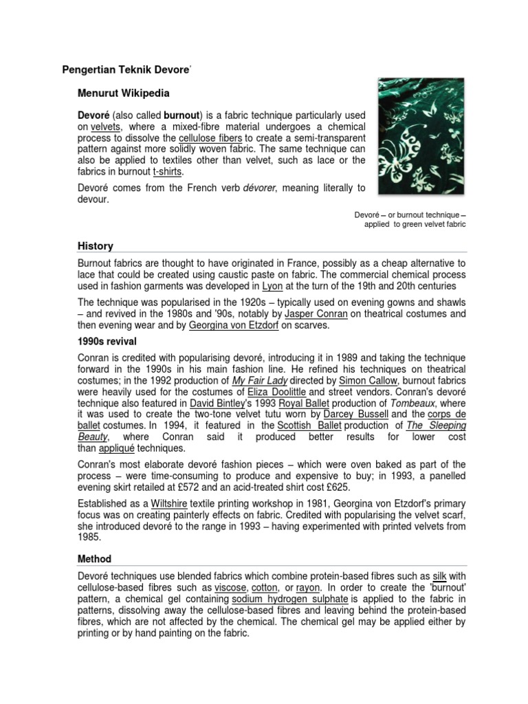 Pengertian Teknik Devore | PDF | Textiles | Clothing Industry