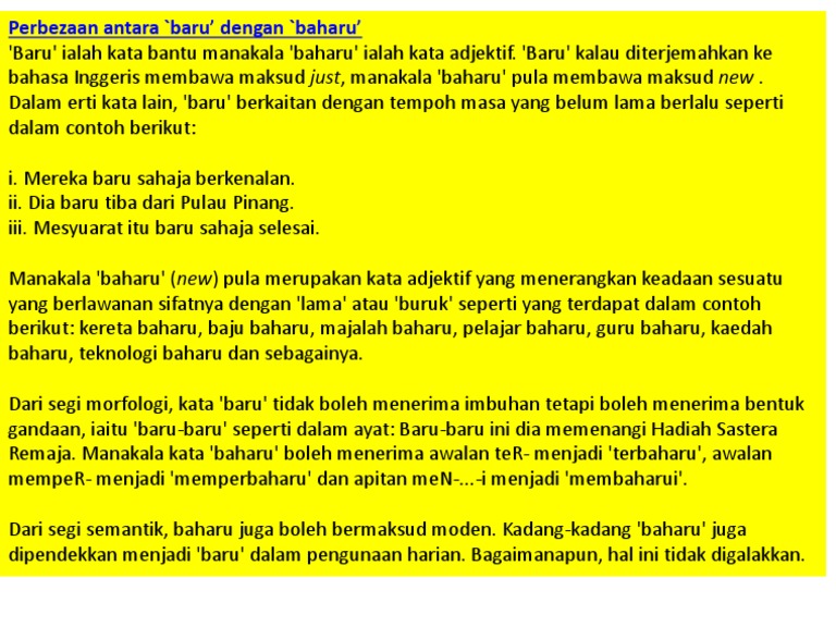 Baharu Vs Baru | PDF