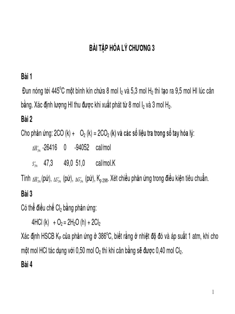 Bai Tap Can Bang Hoa Hoc Hoa Ly Web PDF | PDF