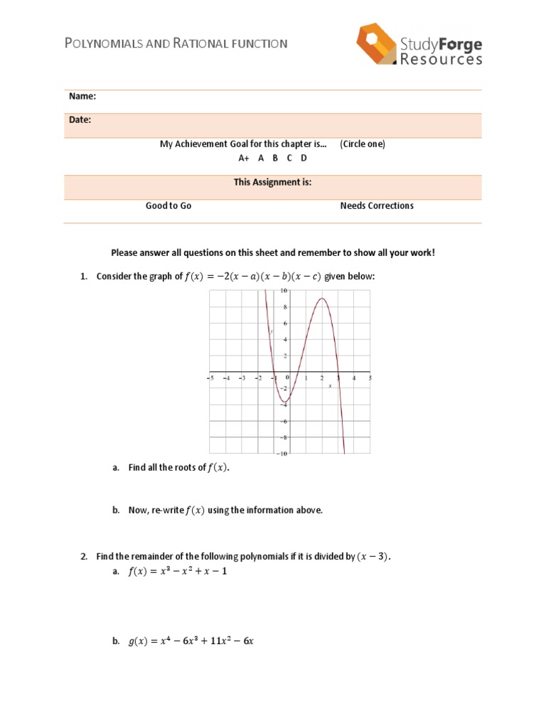 Ch2-Polynomial and Rational Functions Revised | PDF | Polynomial | Zero Of A Function