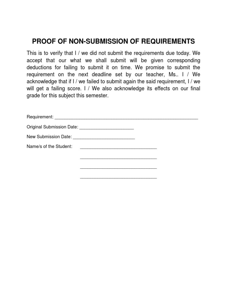 Proof of Non-Submission of Requirements | PDF