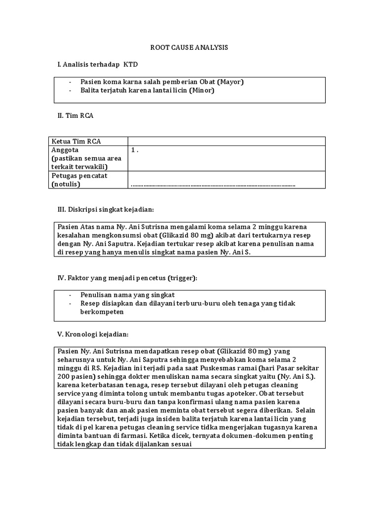 Contoh Form Fmea Dan Rca | PDF