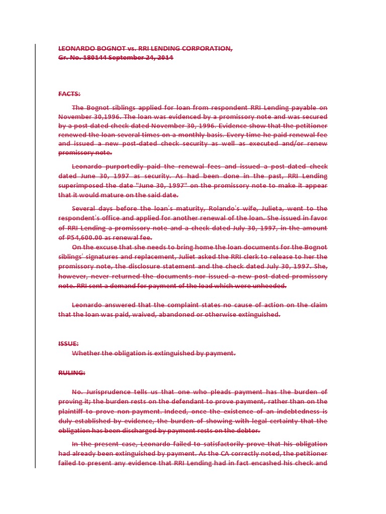 Leonardo Bognot Vs | PDF | Negotiable Instrument | Promissory Note