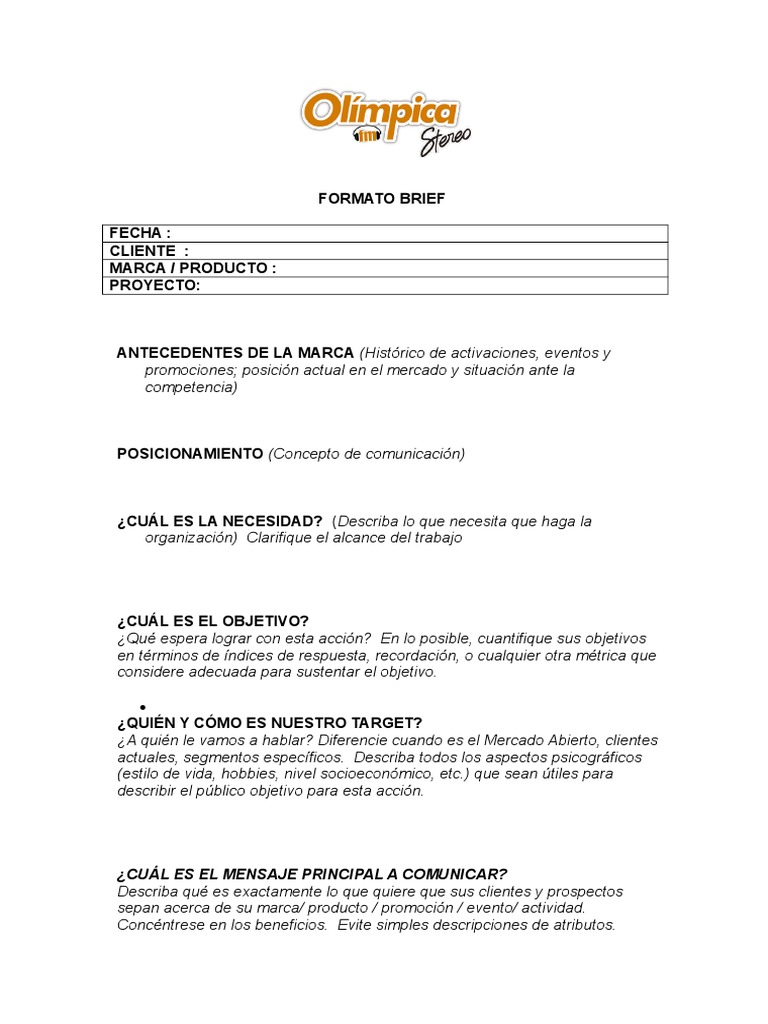 Formato Brief