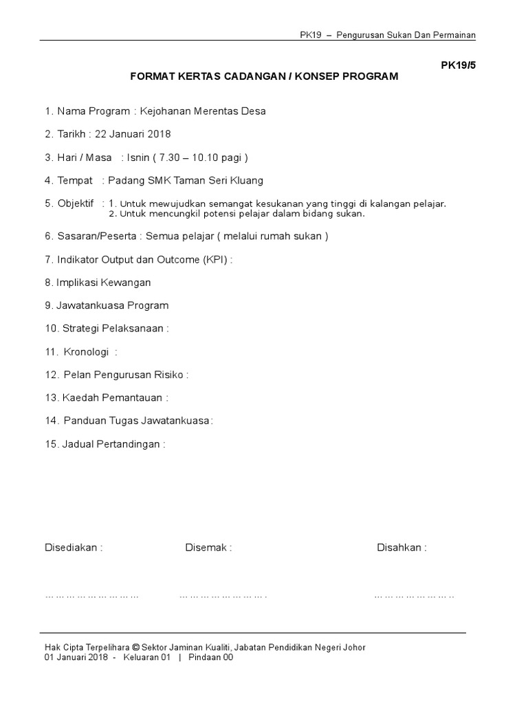 Lampiran PK19-5 Format Kertas Cadangan | PDF