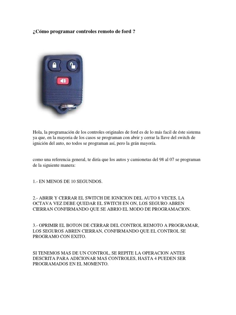 Cómo programar los controles remotos originales de Ford de forma ...
