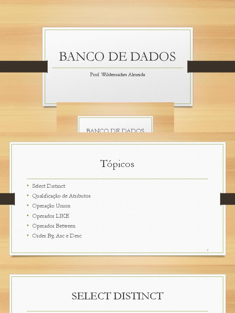 8.banco de Dados - SQL - Consultas Complexas | PDF | Tabela (banco de dados) | SQL