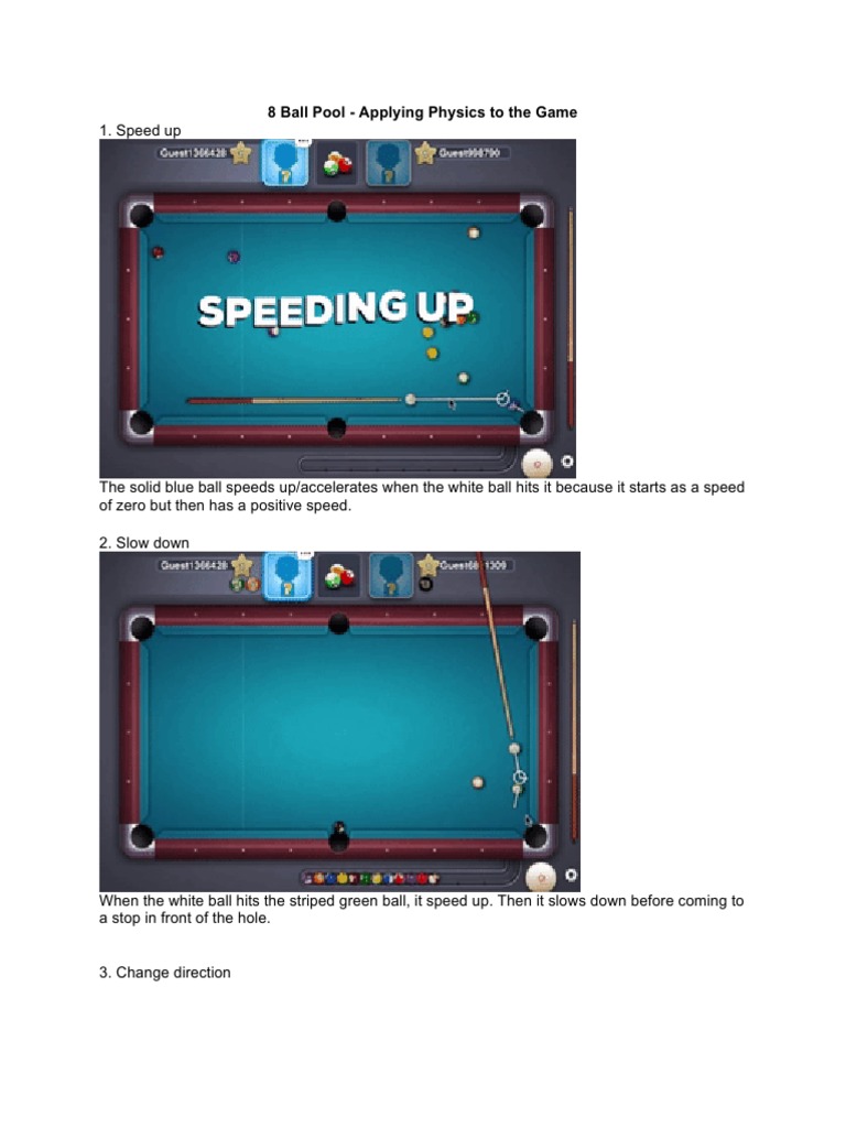 Physics Principles in 8 Ball Pool | PDF | Pool (Cue Sports) | Games Of ...