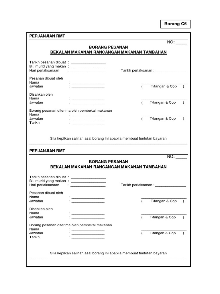 Borang Pesanan | PDF | Bisnis