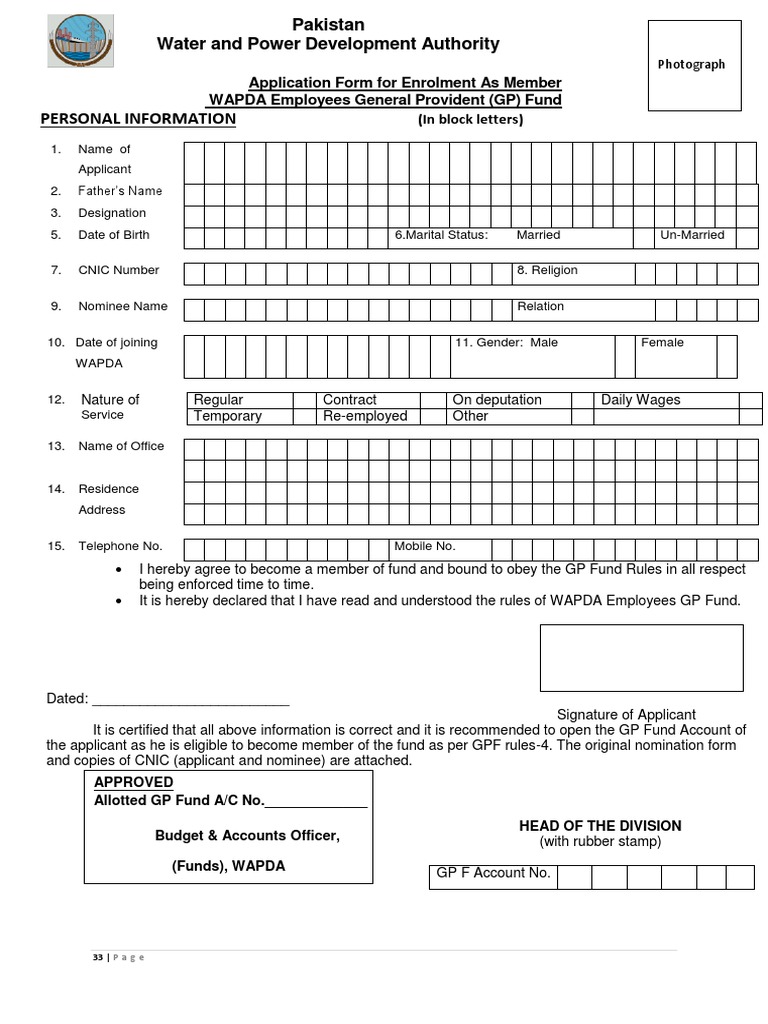 GP Fund Enrollment Form | Social Institutions | Social Science