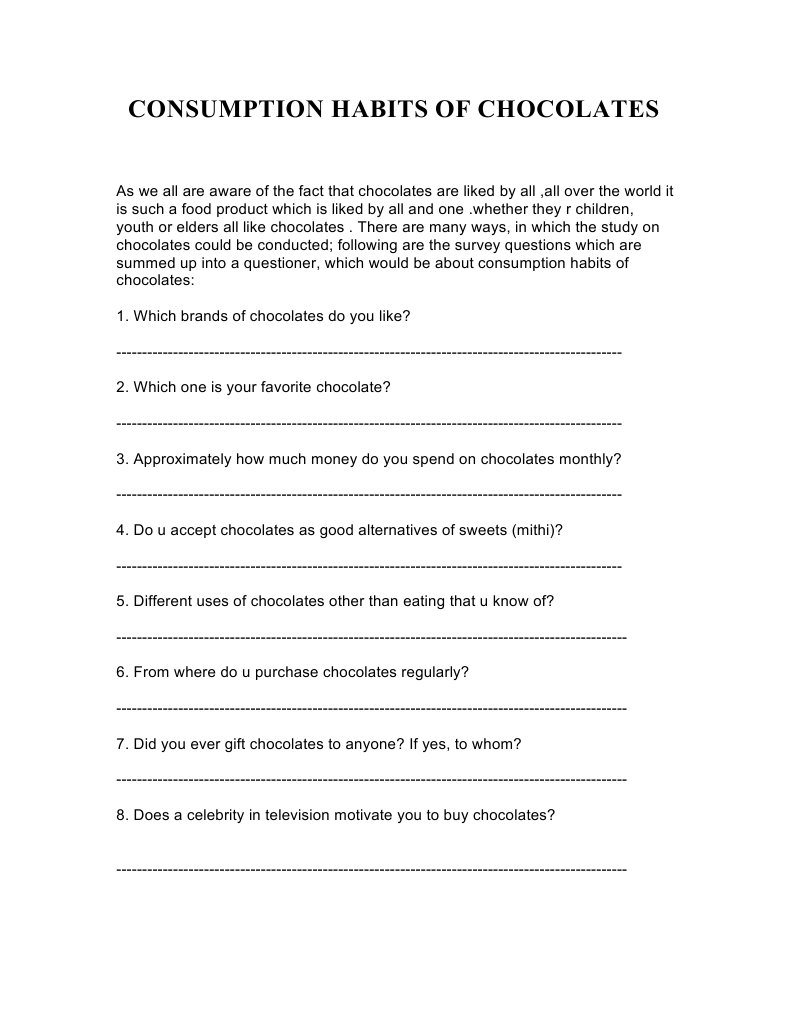 Chocolate Consumption Habits Survey | PDF