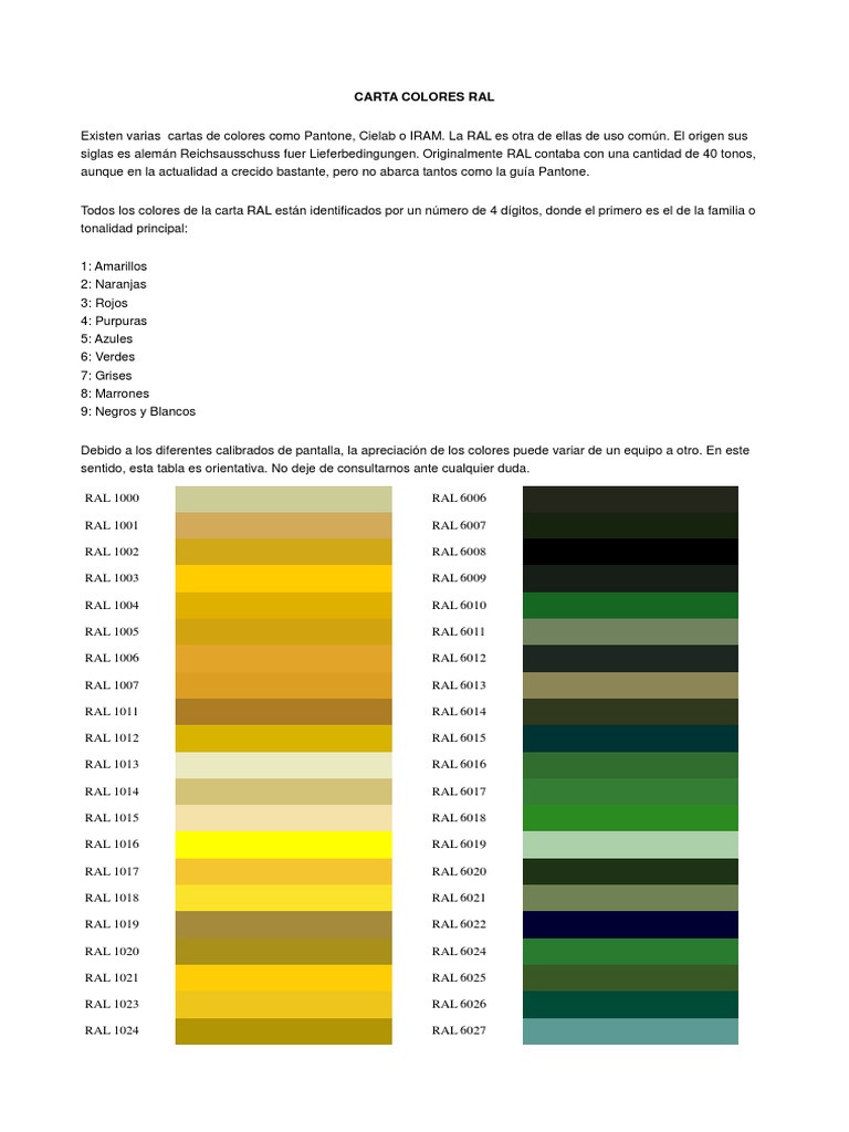 Carta Colores Ral PDF | PDF | Diseño gráfico | Visión