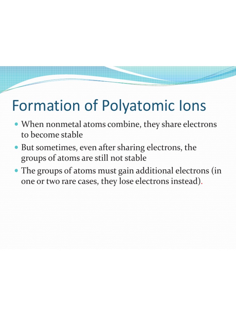 3d Polyatomic Ions | PDF