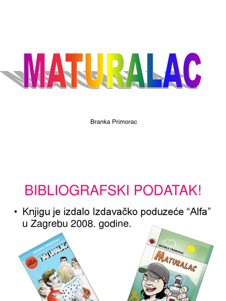 MATURALAC Roman Lektira | PDF