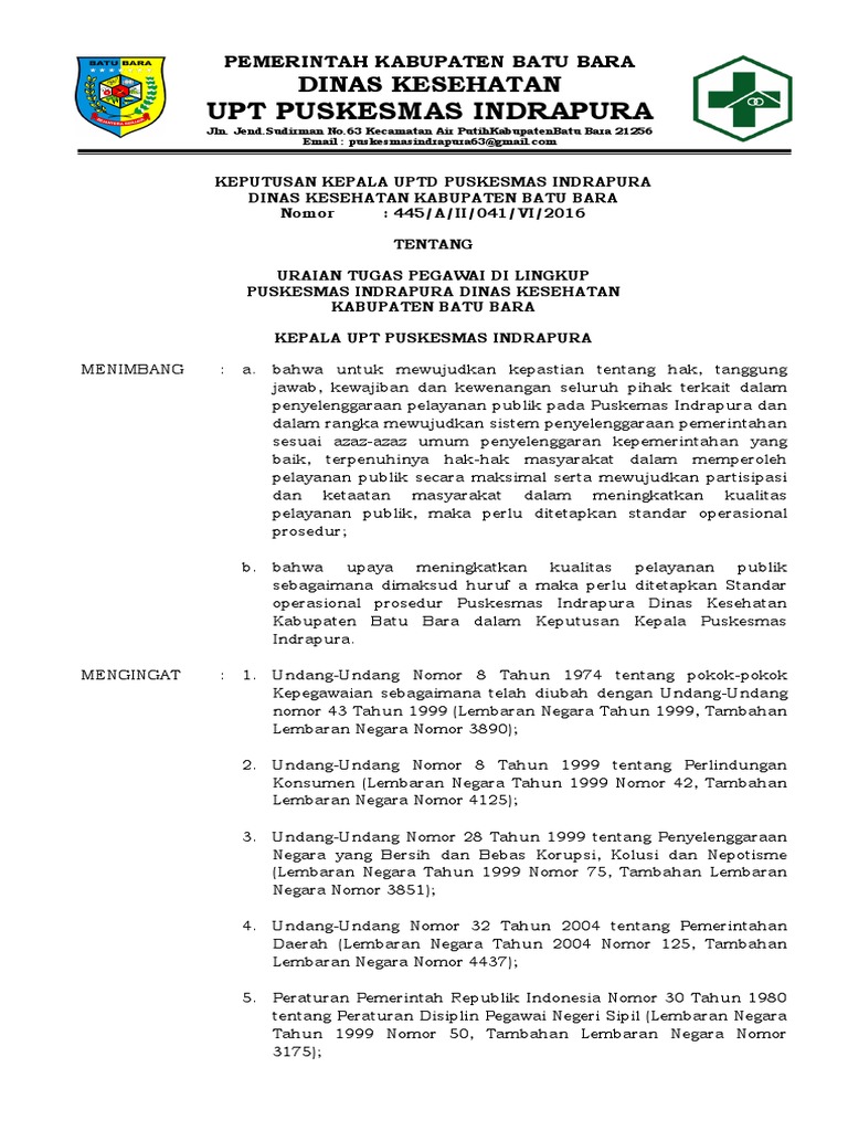 SK Uraian Tugas Editt | PDF