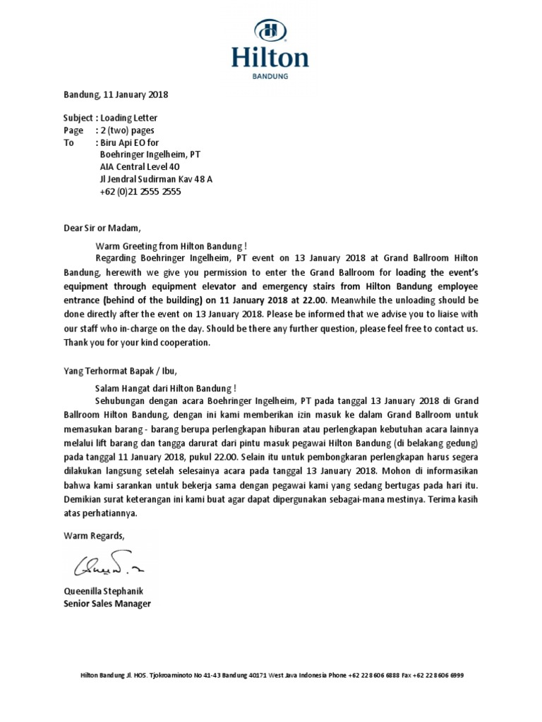 Loading Letter | PDF