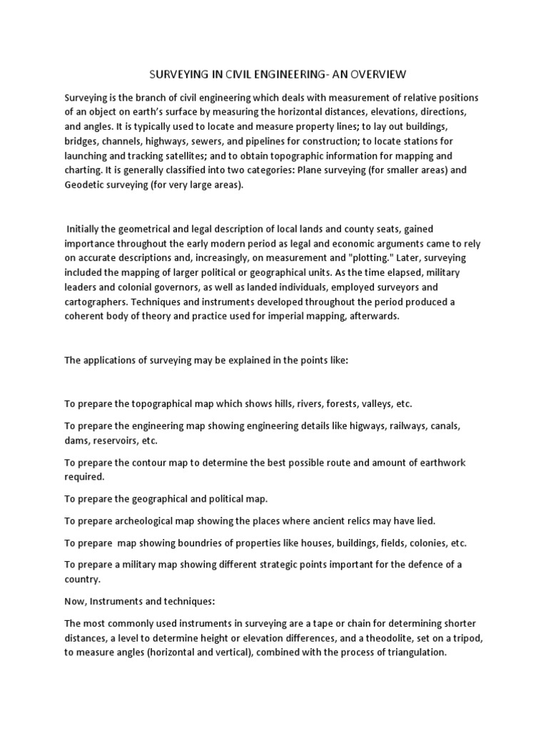 Surveying in Civil Engg. - An Overview - Final | PDF | Surveying ...