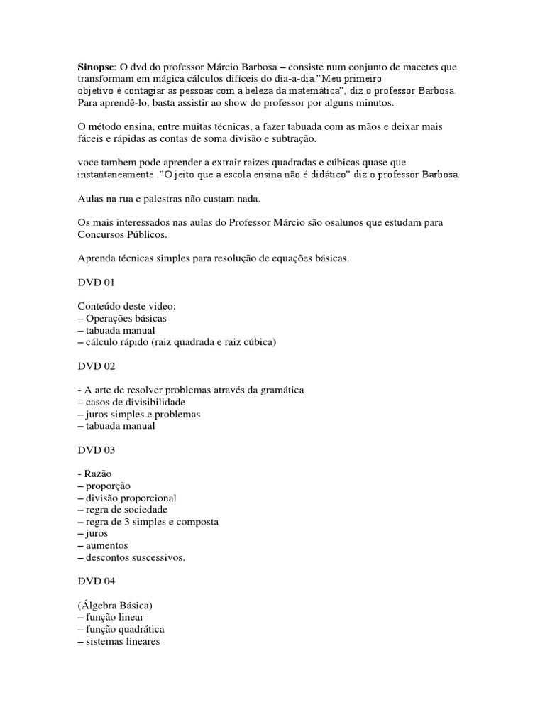 Técnicas de Matemática com Márcio Barbosa | PDF