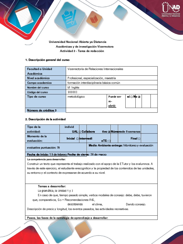 Español Activity Guide - Activity 3 - Writing Assignment - Production ...