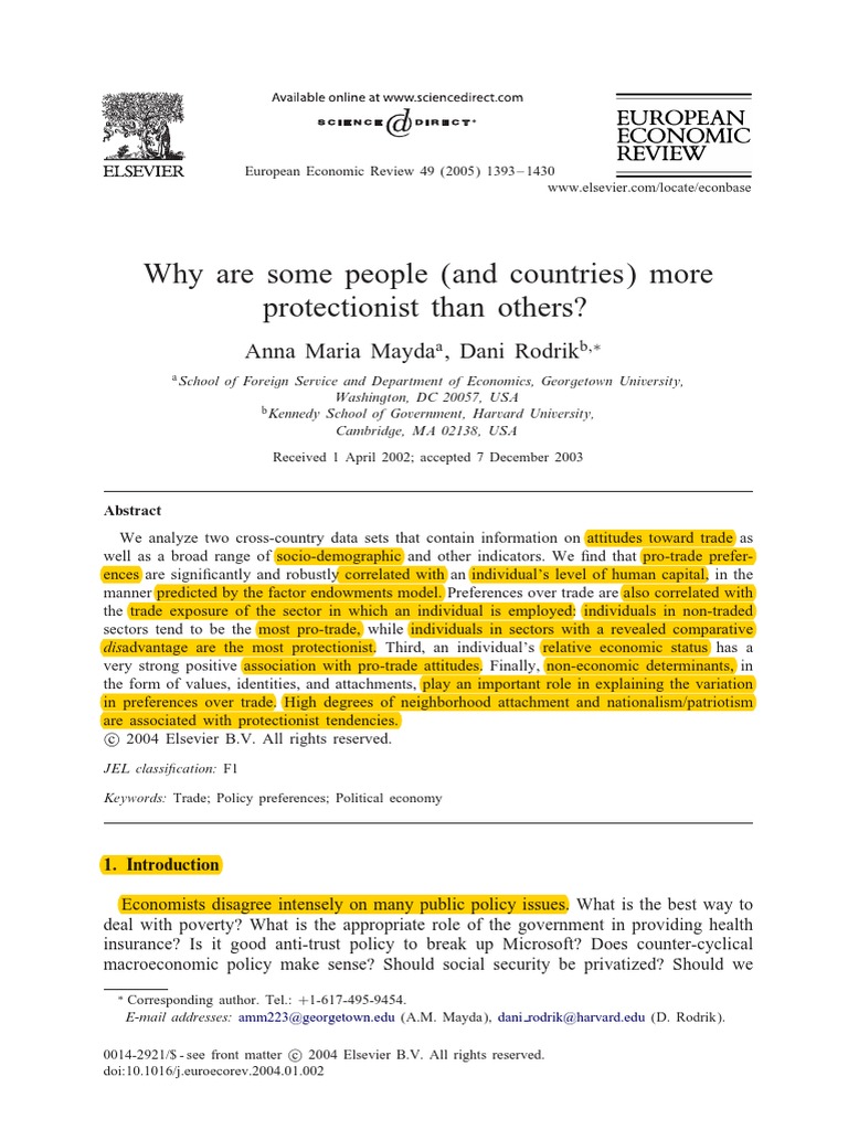 Why Are Some People and Countries More Protectionist Than Others | PDF ...