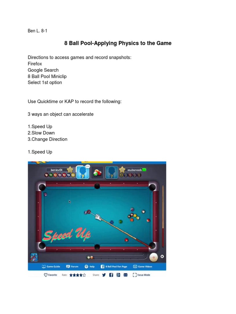 8 Ball Pool-Applying Physics To The Game | PDF