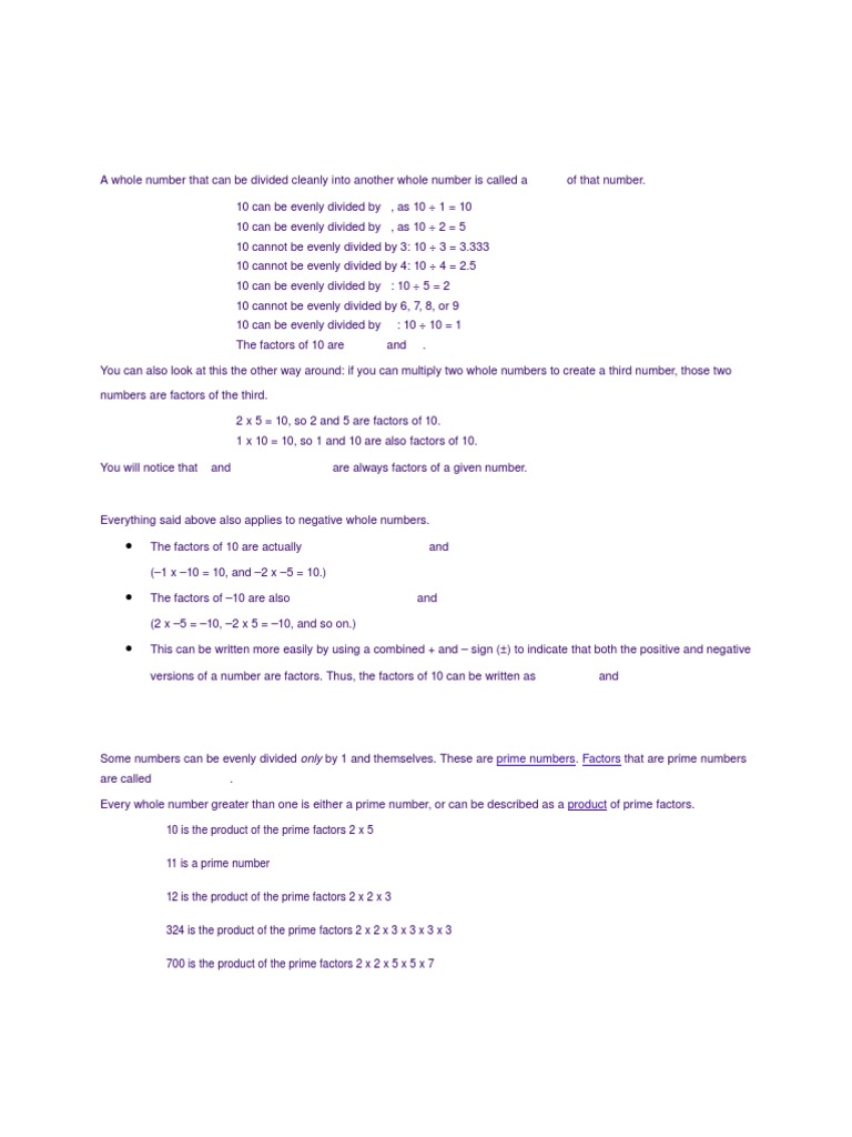 Factors | PDF | Fraction (Mathematics) | Mathematical Concepts