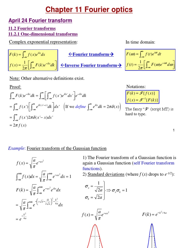 Fourier Transforms and the Dirac Delta Function | PDF | Diffraction | Fourier Transform