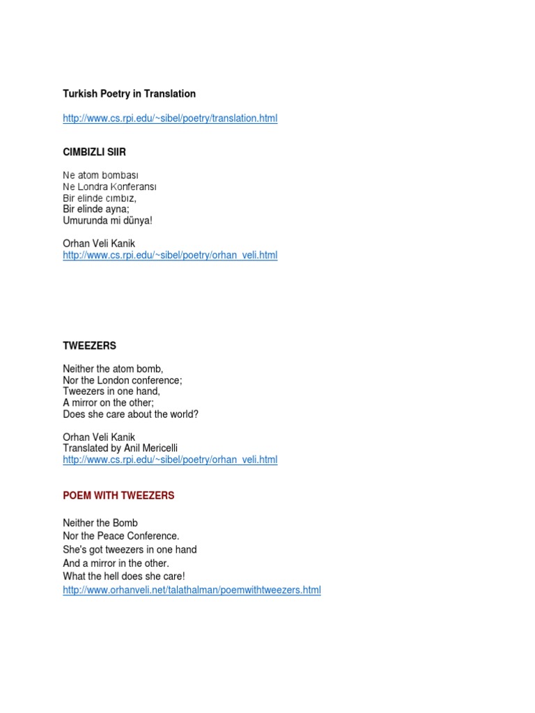 Turkish Poetry in Translation | PDF | Art | Classics