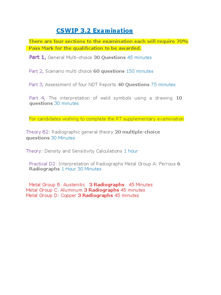 CSWIP 3.2.2 Exam Patarn | Standardized Tests | Test (Assessment)