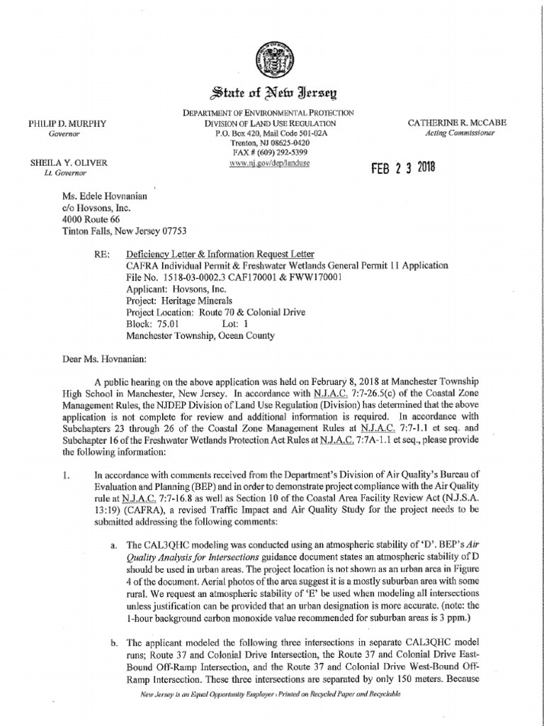 Heritage Minerals Deficiency Letter Post-Hearing