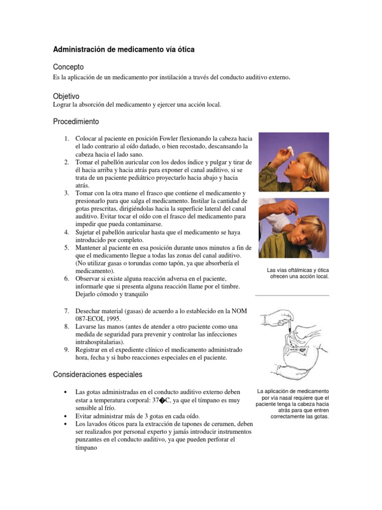 Administración de Medicamento Vía Ótica | PDF | Medicamentos con receta ...
