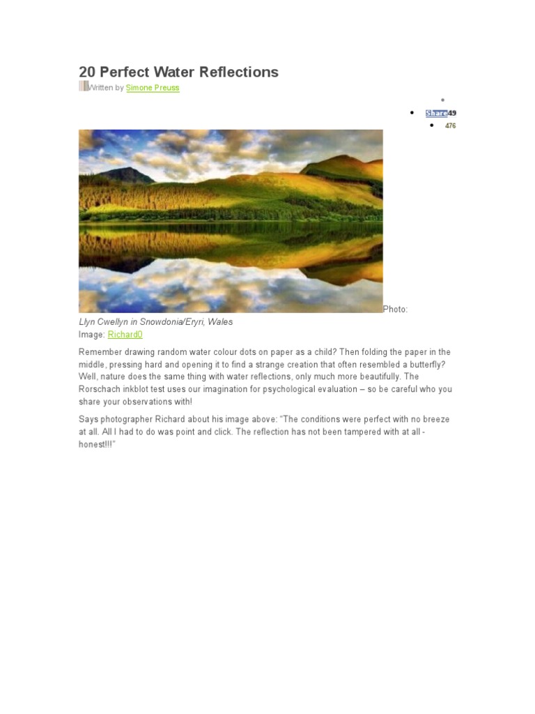 20 Perfect Water Reflections | PDF | Psychology | Behavioural Sciences