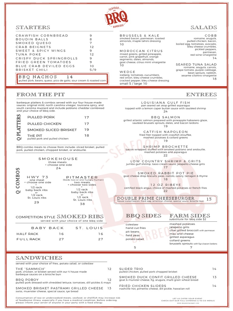 BRQ Menu | PDF | Barbecue | Salad