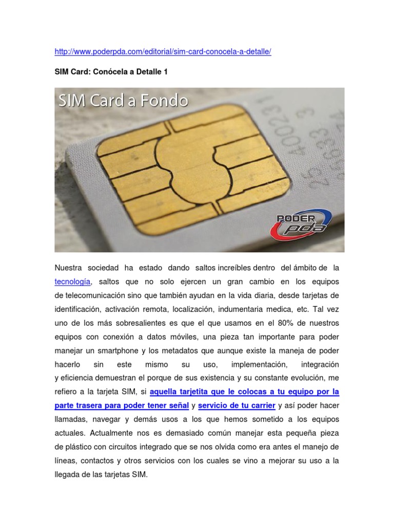 SIM Card Conócela a Detalle | PDF | Módulo de Identidad del Suscriptor ...
