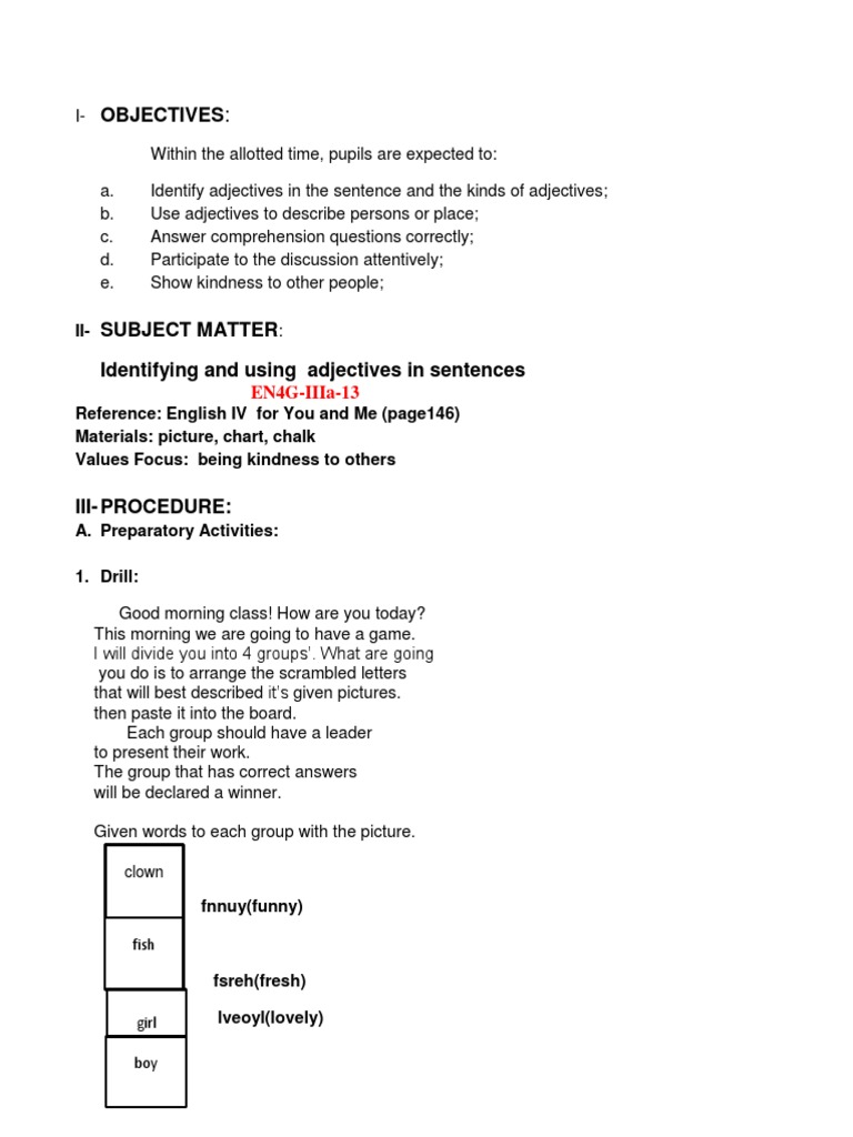 Ivy Lesson Plan | PDF | Adjective | Noun