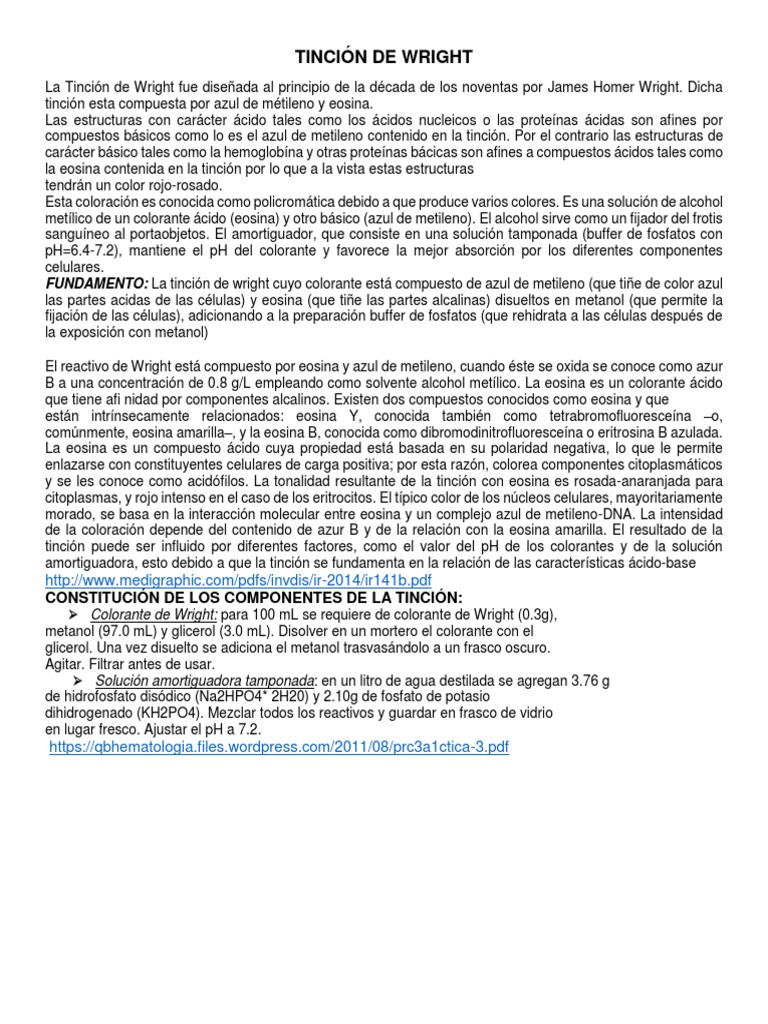 Tinción de Wright | PDF | Tinción | Solución tampón