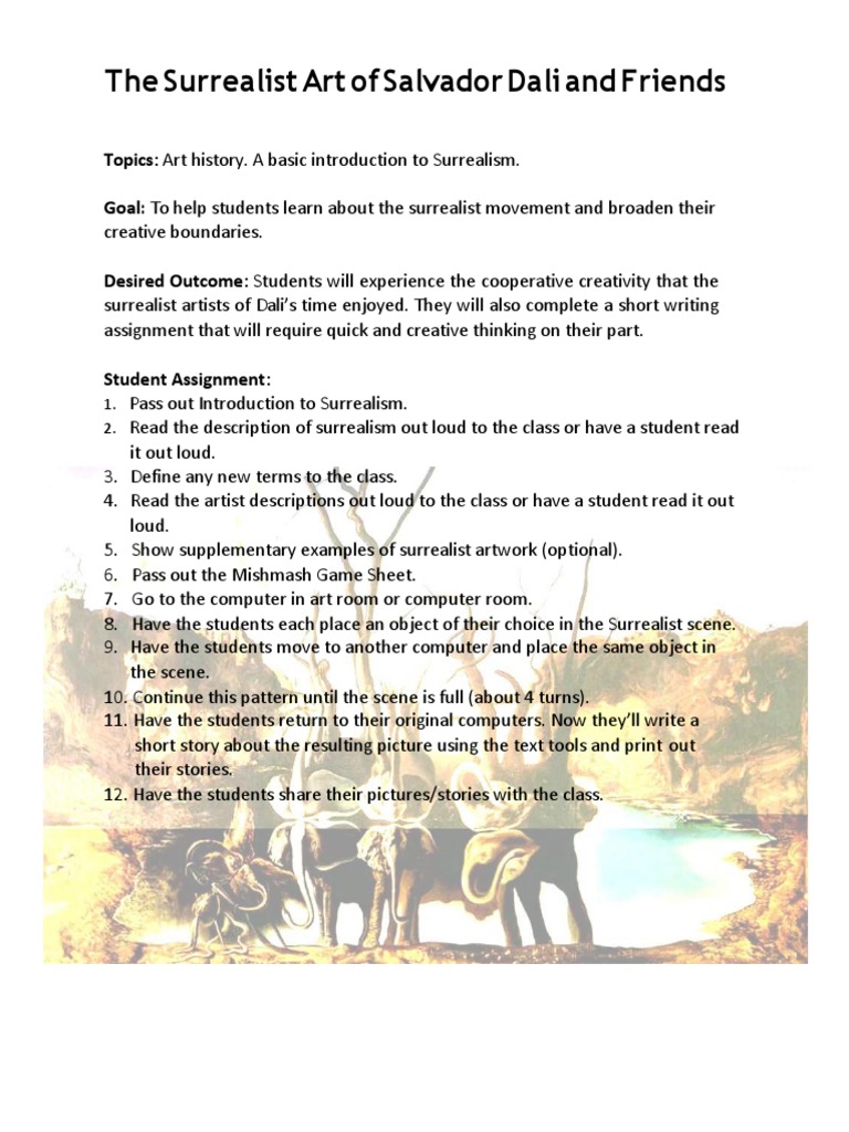 Dali Worksheet | PDF | Salvador Dalí | Surrealism