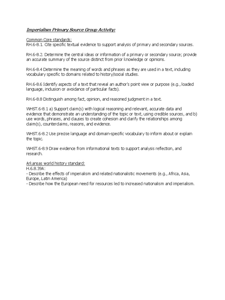 Analyzing Imperialism's Impact | PDF | Imperialism | Primary Sources