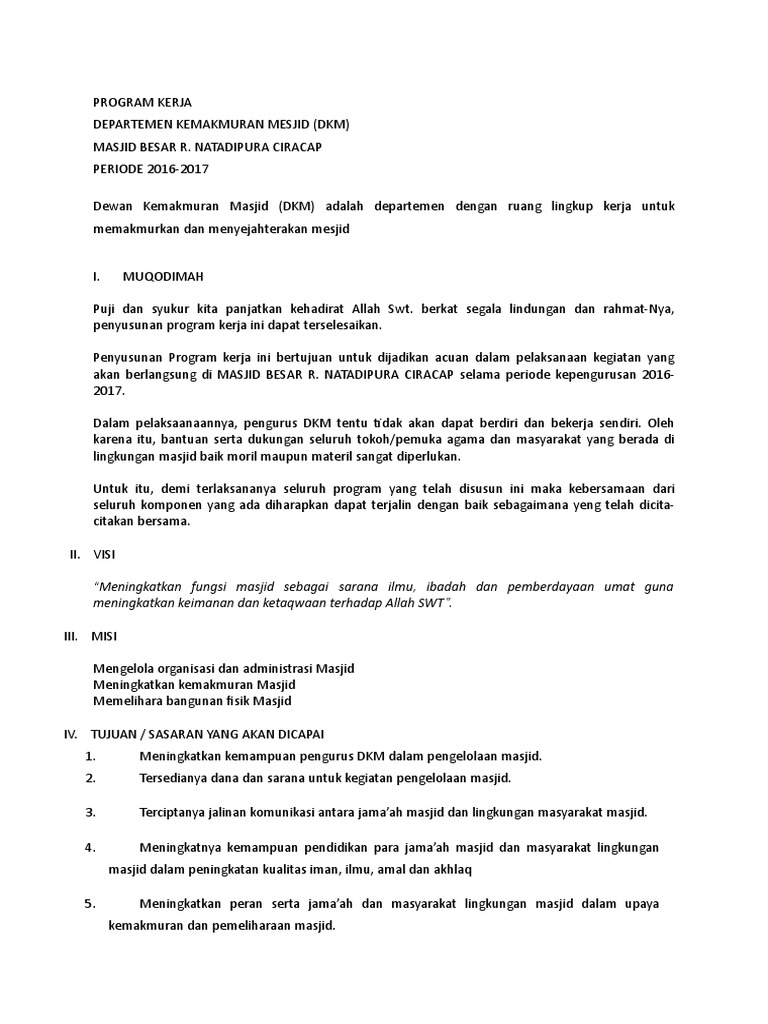 Program Kerja DKM | PDF