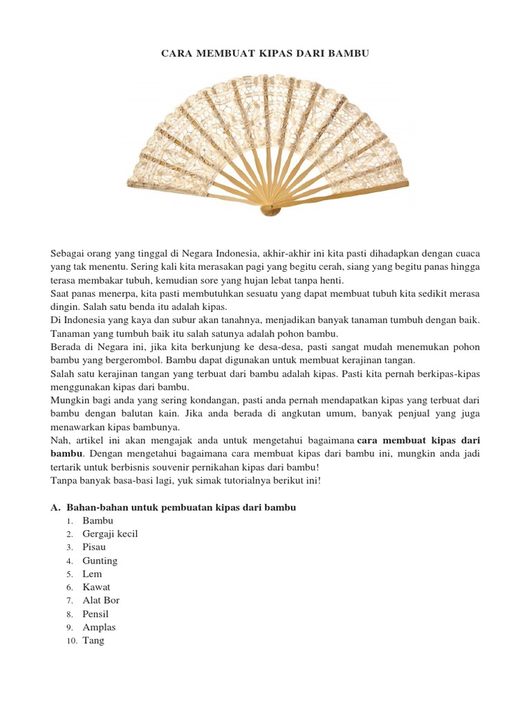 Cara Membuat Kipas Dari Bambu | PDF
